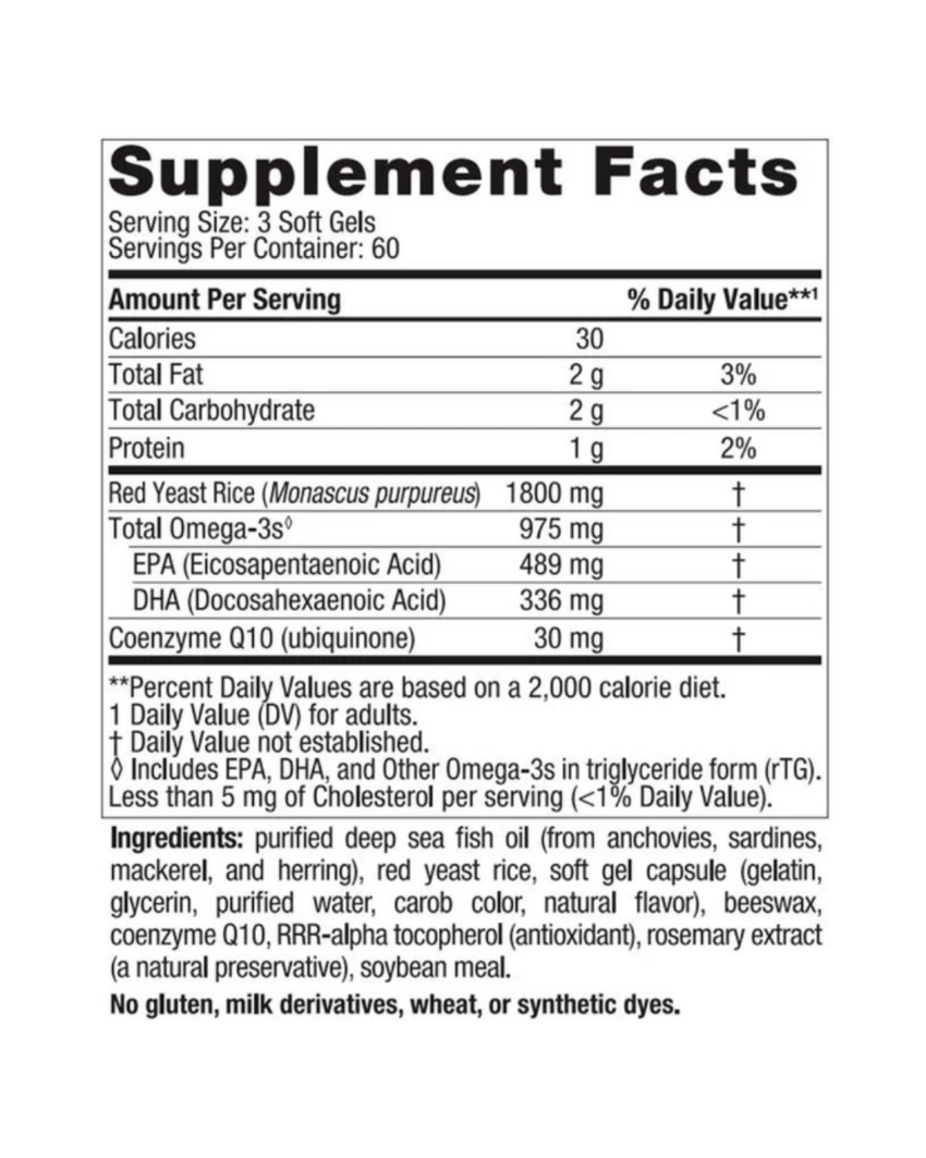 ProOmega® Cholesterol Support – Omega-3, Red Yeast Rice & CoQ10 for He ...